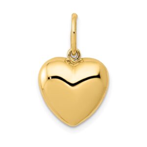 diamond2deal 14k yellow gold polished puffed heart pendant fine jewelry for women