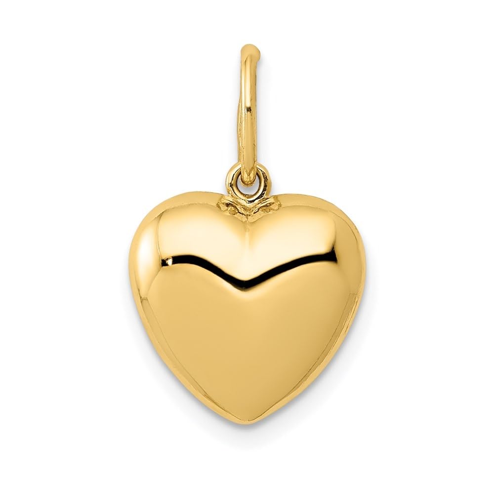 Diamond2Deal 14k Yellow Gold Polished Puffed Heart Pendant Fine Jewelry for Women