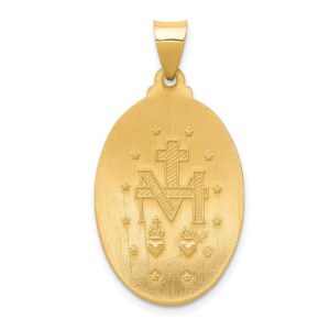 Diamond2Deal 14k Yellow Gold Polished and Satin Miraculous Medal Pendant (L- 34.5 mm W- 18 mm)