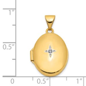 Solid 14k Yellow Gold Oval Diamond Locket (17mm x 25mm)