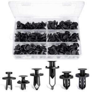 ginsco 102pcs 6.3mm 8mm 9mm 10mm bumper push fasteners rivet clips expansion screws replacement kit