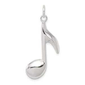 solid 925 sterling silver music note pendant charm (15mm x 27mm)