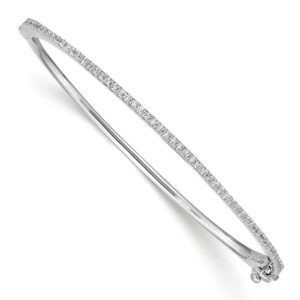 sonia jewels sterling silver cz cubic zirconia hinged bangle bracelet (1.3mm)