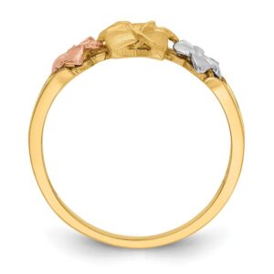 Size 8.5 - Solid 14k Gold Tri-Color Plumeria Ring (8mm)