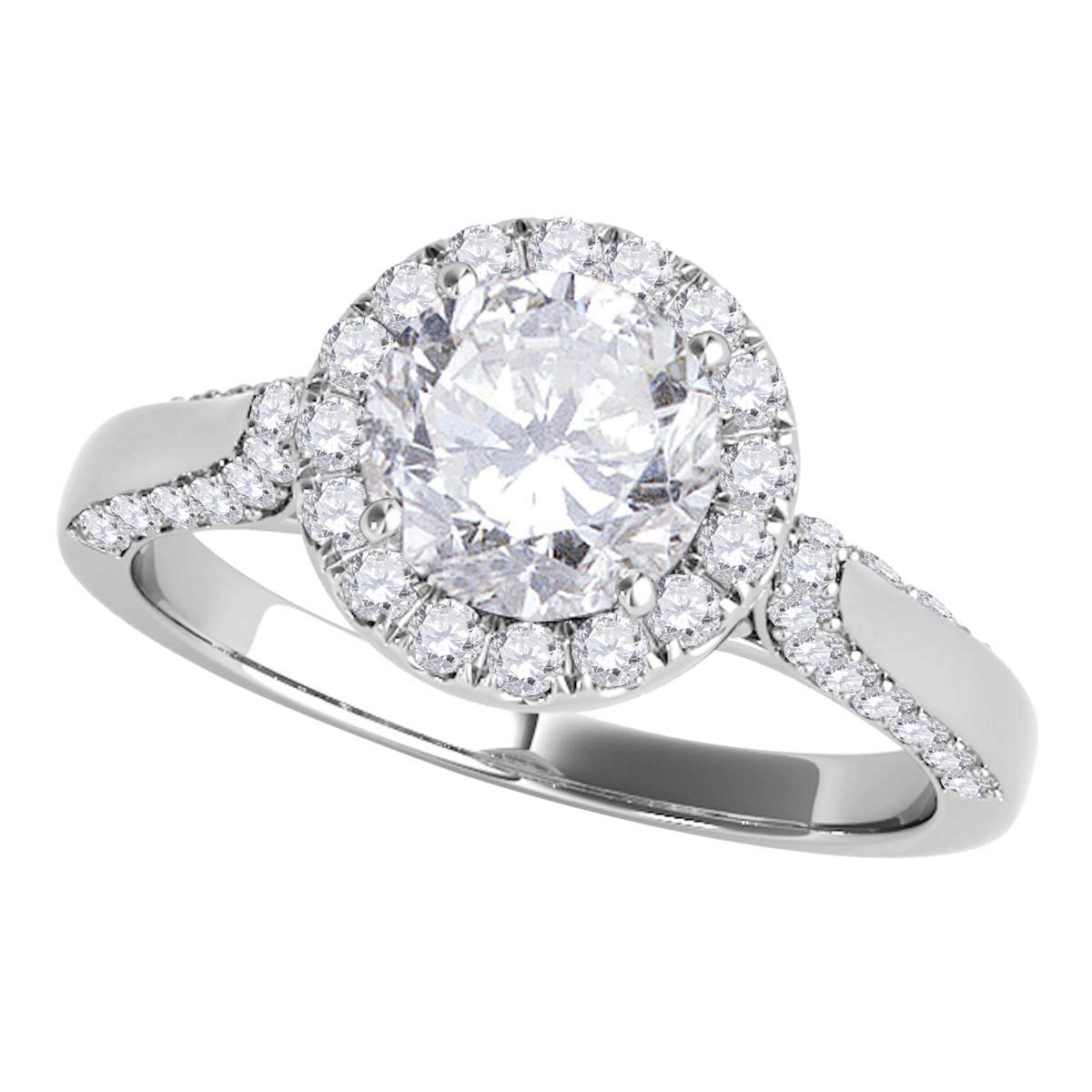 MauliJewels 1 Carat Halo Unique Design Engagement Diamond Ring Crafted 4 prong 14k Solid Rose White Yellow Gold