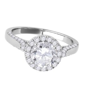 MauliJewels 1 Carat Halo Unique Design Engagement Diamond Ring Crafted 4 prong 14k Solid Rose White Yellow Gold