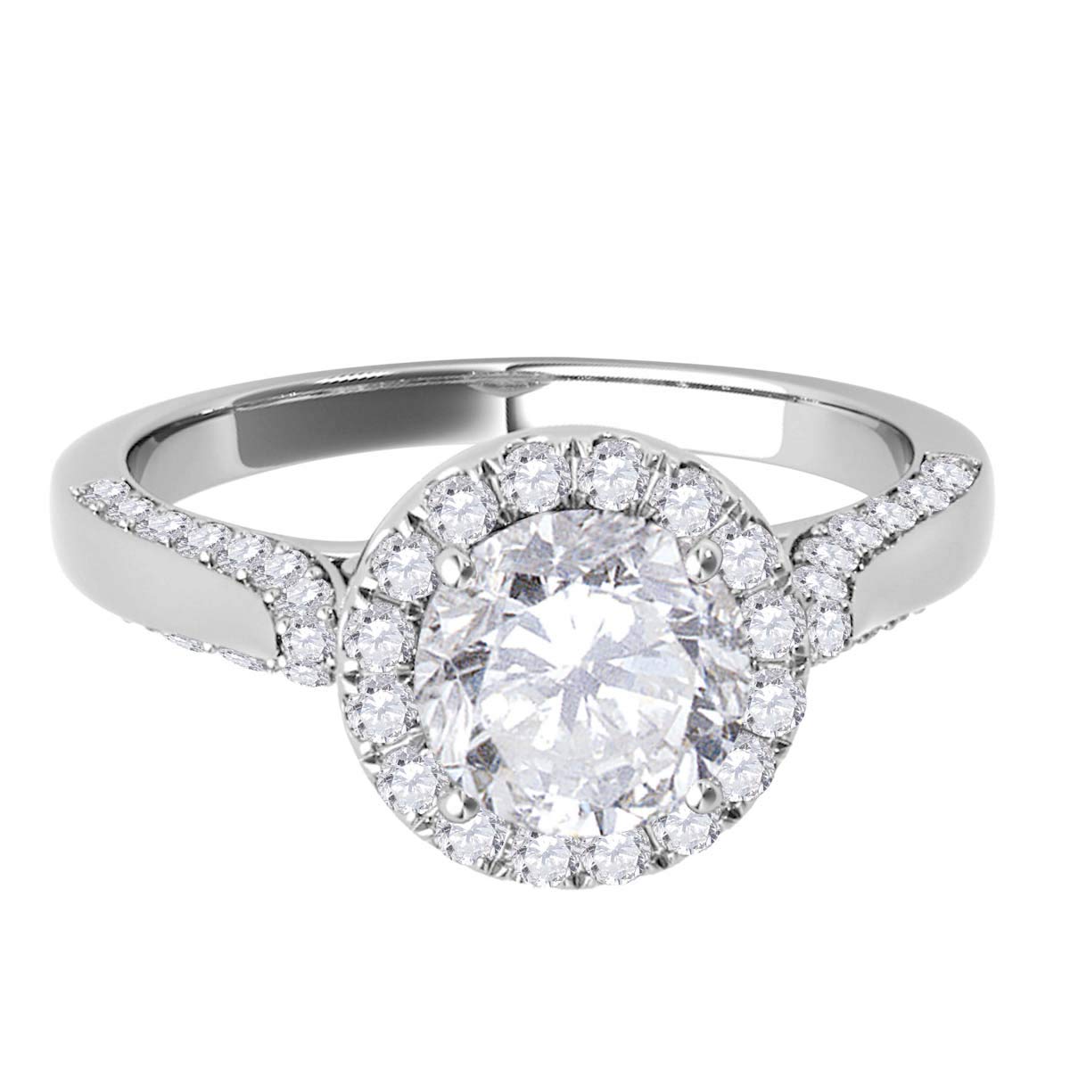 MauliJewels 1 Carat Halo Unique Design Engagement Diamond Ring Crafted 4 prong 14k Solid Rose White Yellow Gold