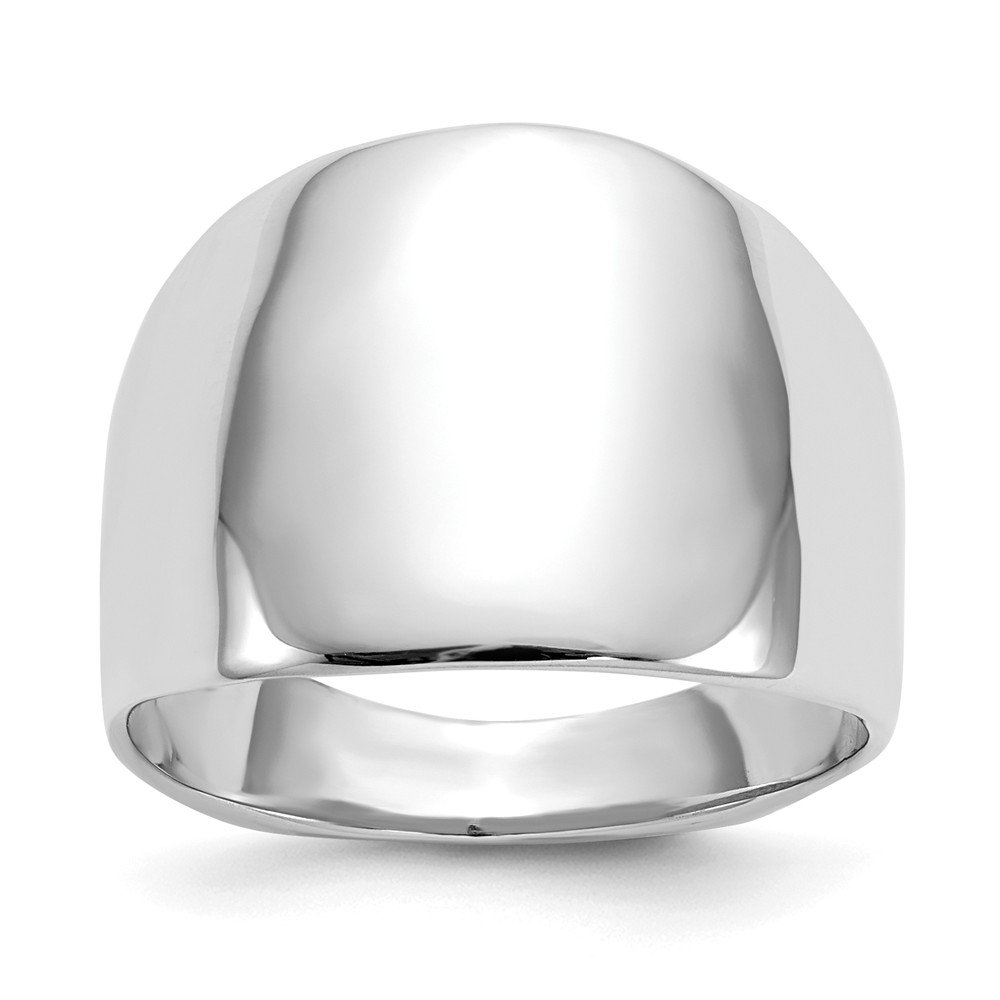 Size 8 - Solid 14k White Gold Polished Dome Ring (16mm)