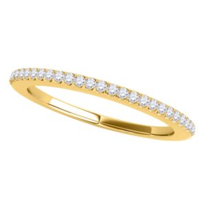 maulijewels rings for women 0.14 carat diamond wedding band 4-prong 14k solid yellow gold ring size - 6