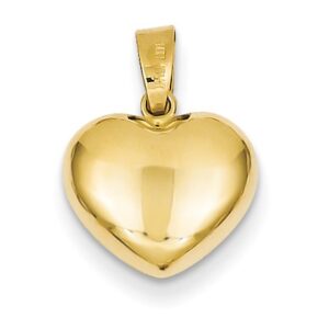 diamond2deal 14k yellow gold puffed heart pendant (l- 16 mm w- 12 mm)