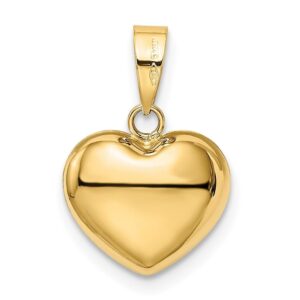 Diamond2Deal 14k Yellow Gold Puffed Heart Pendant (L- 16 mm W- 12 mm)