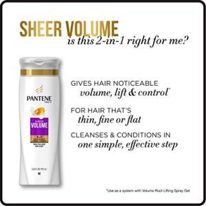 Pantene Sheer Volume 2 in 1 Shampoo & Conditioner 12.6 Fl Oz (Pack of 4)