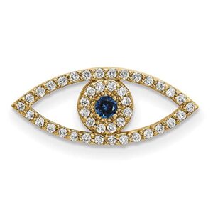 Diamond2Deal 14k Yellow Gold Small Diamond and Sapphire Evil Eye Pendant, 0.17Ct