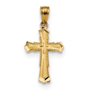 diamond2deal 14k yellow gold diamond cut cross pendant for women