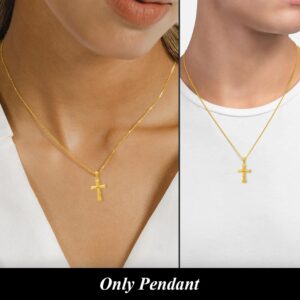 Diamond2Deal 14k Yellow Gold Diamond Cut Cross Pendant for Women