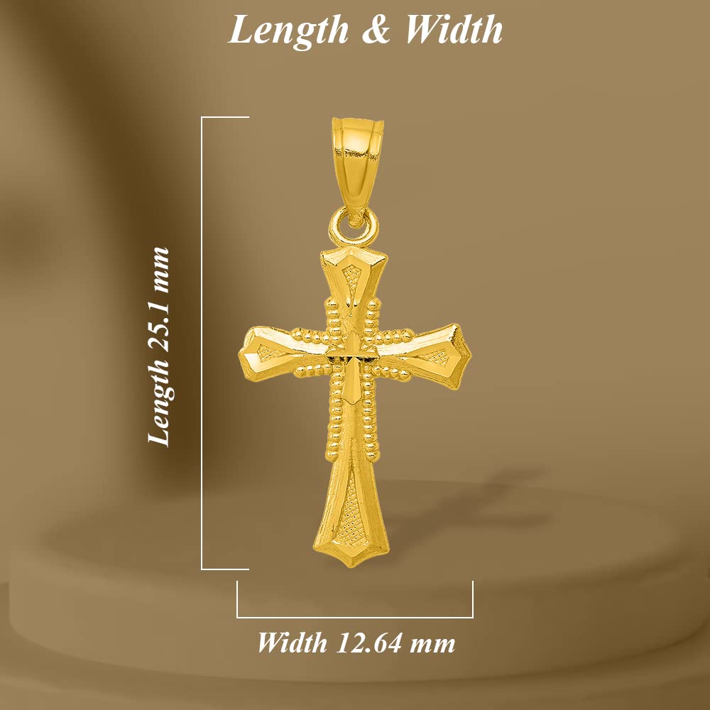 Diamond2Deal 14k Yellow Gold Diamond Cut Cross Pendant for Women