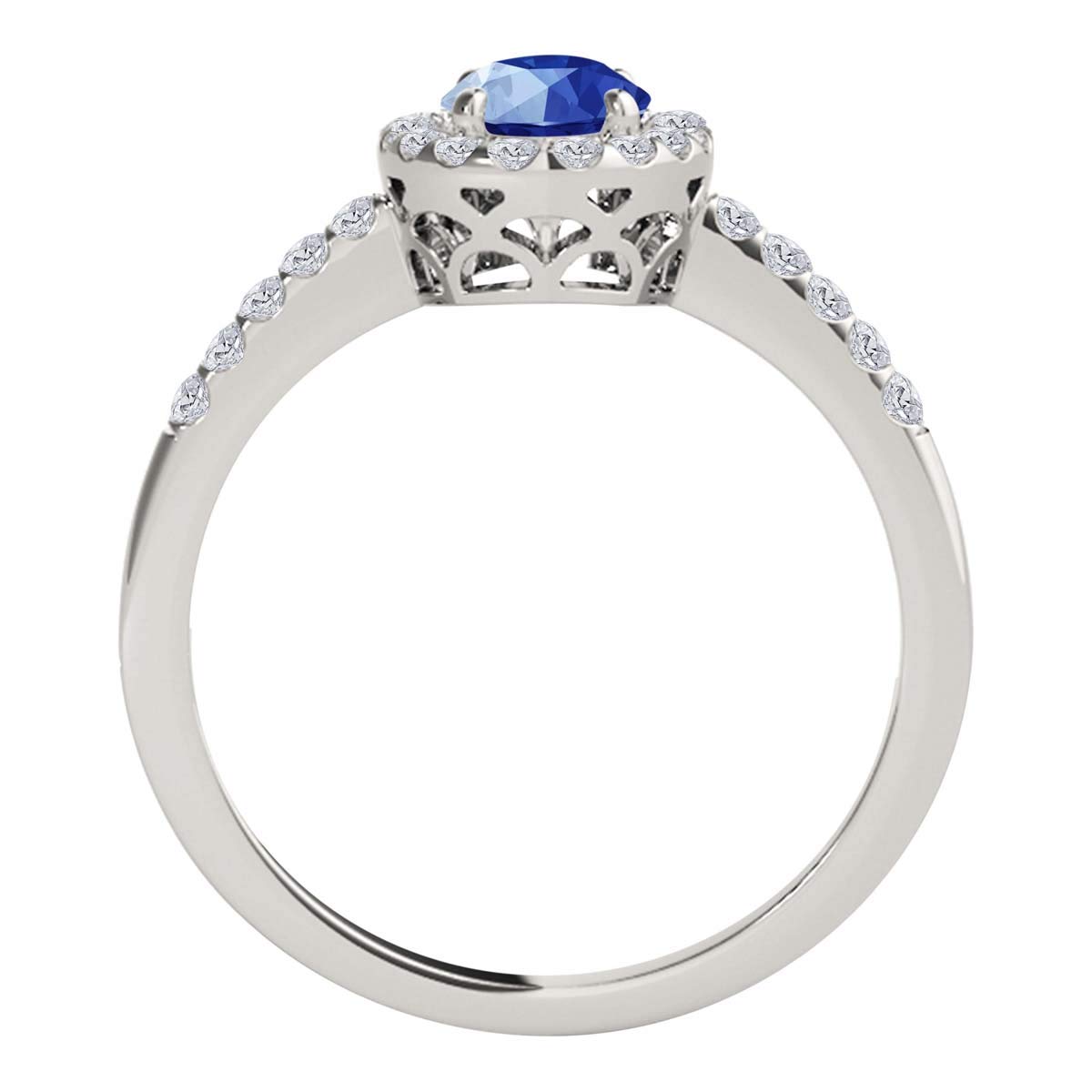 MauliJewels 1.18 Carat Oval Shaped Sapphire And Diamond Bridal Set prong 10K White Gold