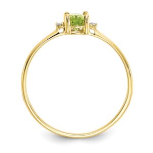 Size 5.5 - Solid 10k Yellow Gold Polished Diamond & Peridot Simulated Birthstone Ring