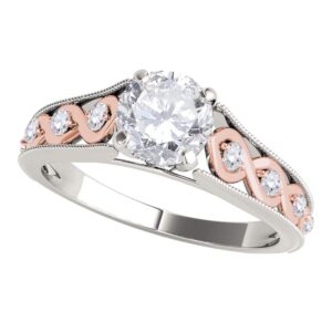 mauli jewels 0.50 carat halo two-tone antique diamond engagement ring 4 prong 14k solid rose & white gold