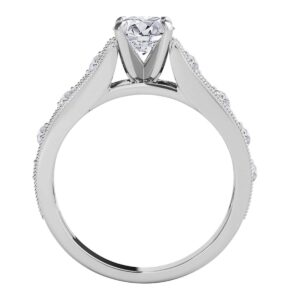 Mauli Jewels 0.50 Carat Halo Two-Tone Antique Diamond Engagement Ring 4 prong 14k Solid Rose & White Gold