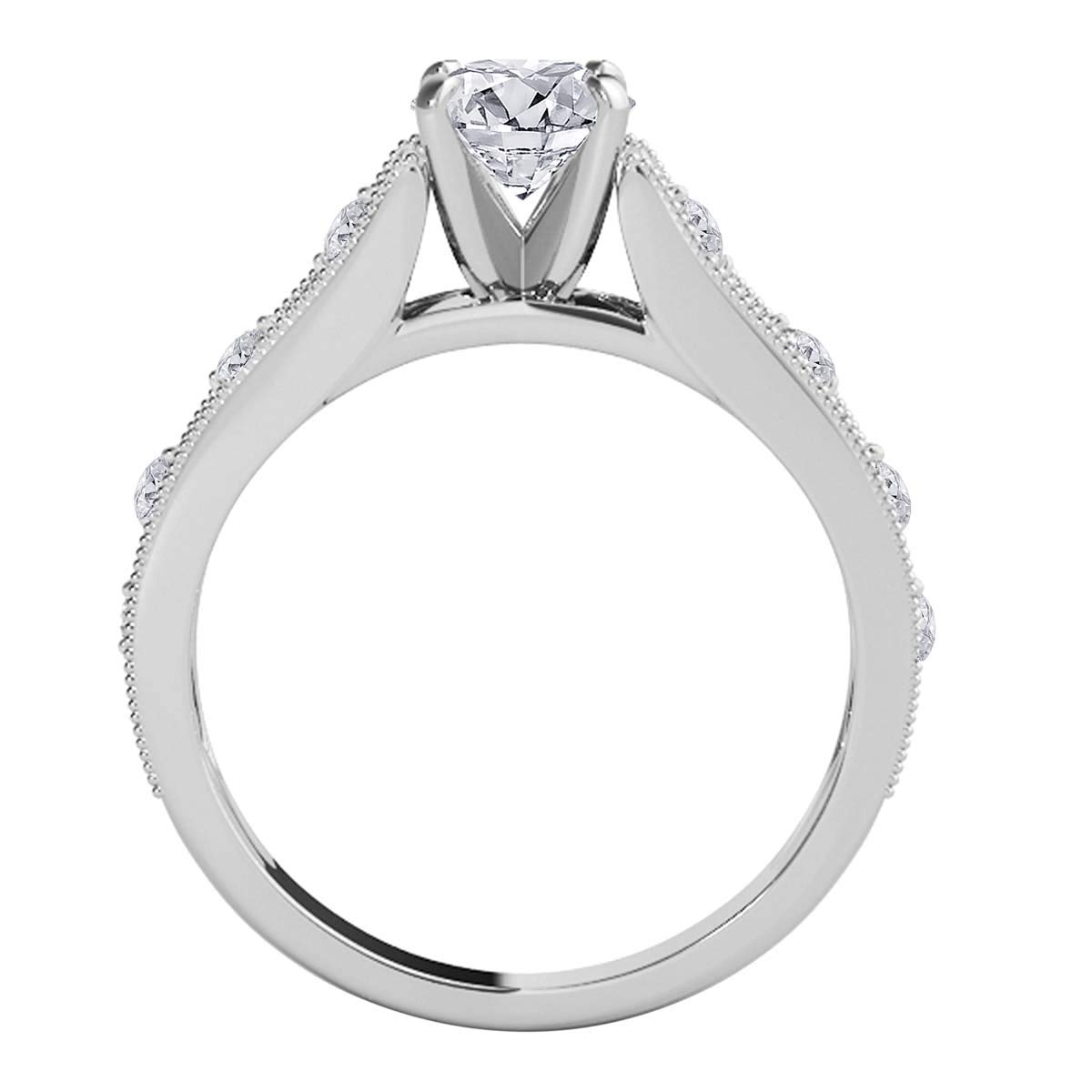 Mauli Jewels 0.50 Carat Halo Two-Tone Antique Diamond Engagement Ring 4 prong 14k Solid Rose & White Gold