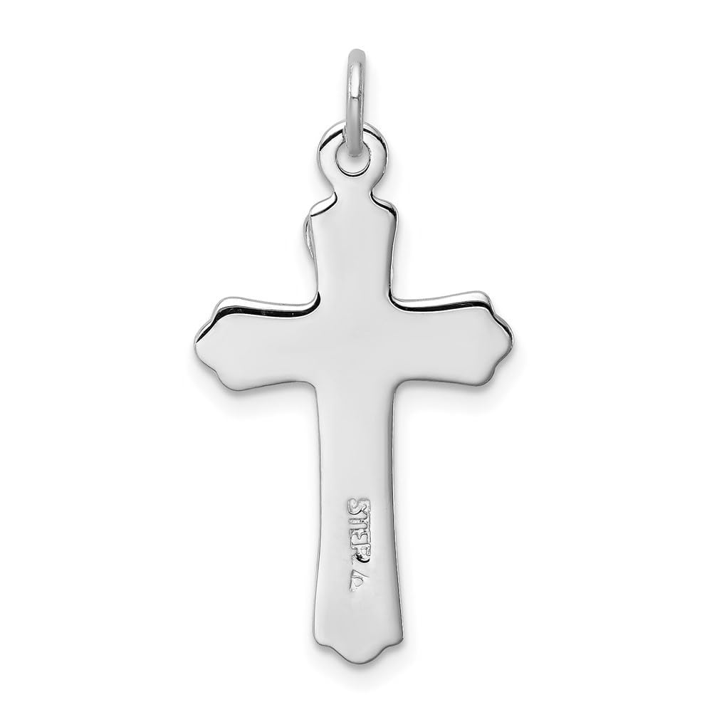 Diamond2Deal 925 Sterling Silver Rhodium-plated Gold-tone INRI Religious Crucifix Cross Pendant for Women (L- 29 mm W- 15 mm)