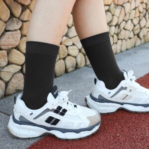 SERISIMPLE Women Thin Bamboo Socks Crew Lightweight Above Ankle Casual Dress Sock For Ladies Bootie Trouser 5 Pairs (Black, Medium)