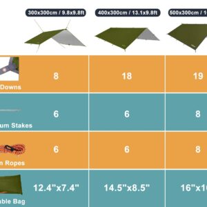 Unigear Hammock Rain Fly Waterproof Tent Tarp, 9.8x9.8ft, UV Protection and PU 3000mm Waterproof, Lightweight for Camping, Backpacking and Outdoor Adventure