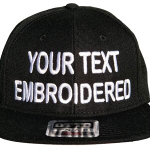 Custom Snapback Hat Otto Embroidered Your Own Text Flatbill Bill Snapback (Black)