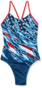 tyr women's live free cutoutfit swimming one piece, red/white/blue, size 26