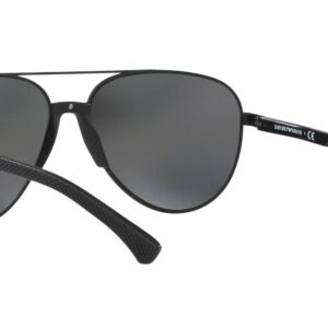 Emporio Armani Men's EA2059 Aviator Sunglasses, Matte Black/Grey, 61 mm