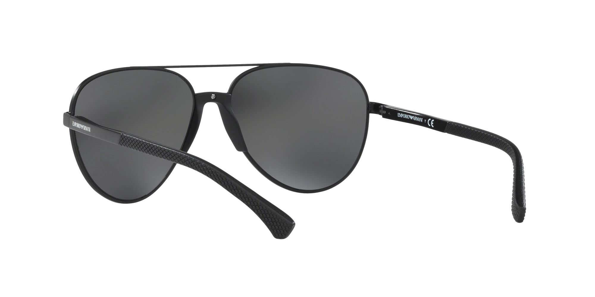 Emporio Armani Men's EA2059 Aviator Sunglasses, Matte Black/Grey, 61 mm