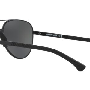 Emporio Armani Men's EA2059 Aviator Sunglasses, Matte Black/Grey, 61 mm