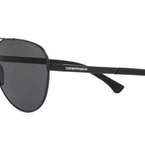 Emporio Armani Men's EA2059 Aviator Sunglasses, Matte Black/Grey, 61 mm