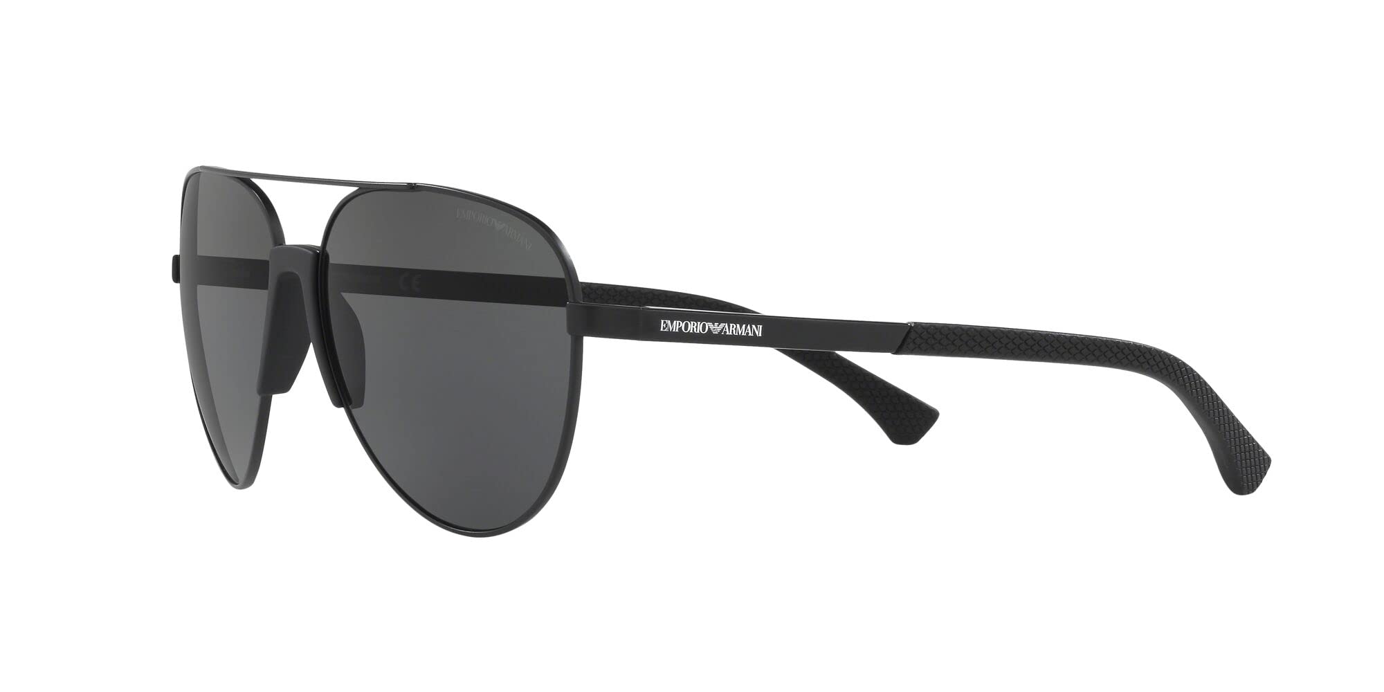 Emporio Armani Men's EA2059 Aviator Sunglasses, Matte Black/Grey, 61 mm