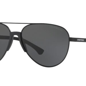 Emporio Armani Men's EA2059 Aviator Sunglasses, Matte Black/Grey, 61 mm