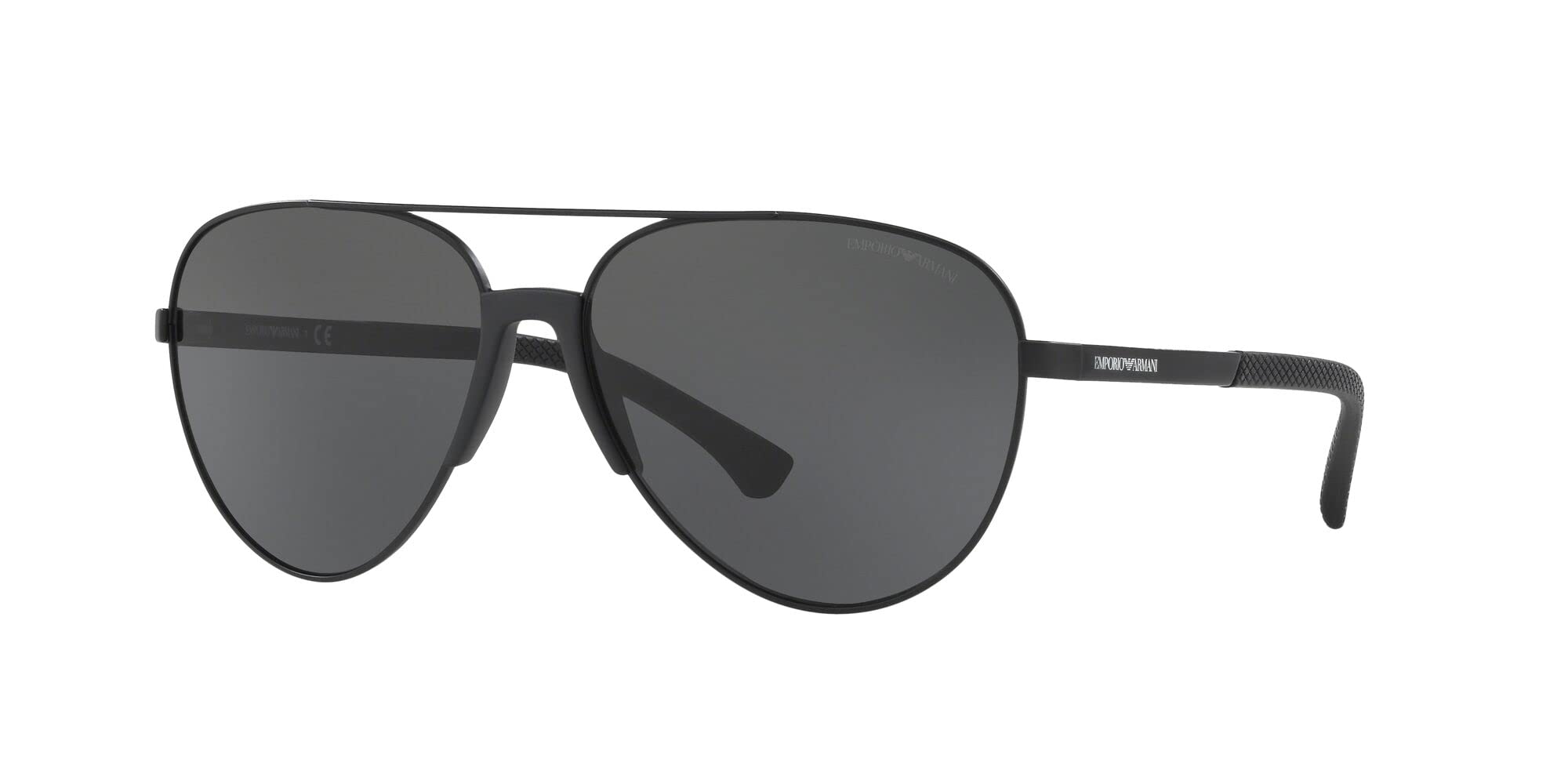 Emporio Armani Men's EA2059 Aviator Sunglasses, Matte Black/Grey, 61 mm