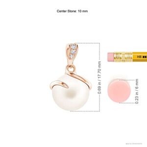 Angara June Birthstone - Freshwater Pearl Spiral Pendant Necklace with Diamonds in 14K Rose Gold (10mm)