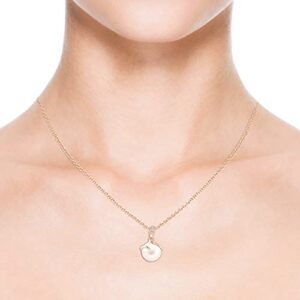 Angara June Birthstone - Freshwater Pearl Spiral Pendant Necklace with Diamonds in 14K Rose Gold (10mm)