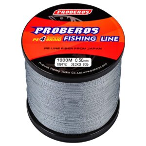 baikalbass braided fishing line 4 strands strong multifilament pe braid wire for saltwater 547yard/500m 35lb gray