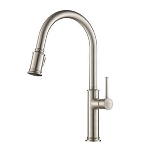 kraus sellette single handle spot free stainless steel pull-down kitchen faucet with deck plate, kpf-1680sfs