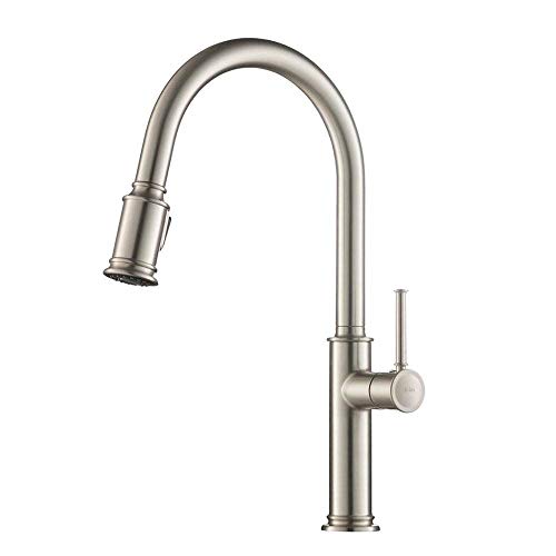 KRAUS Sellette Single Handle Spot Free Stainless Steel Pull-Down Kitchen Faucet with Deck Plate, KPF-1680SFS