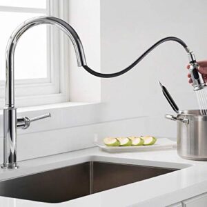 KRAUS Sellette Single Handle Spot Free Stainless Steel Pull-Down Kitchen Faucet with Deck Plate, KPF-1680SFS