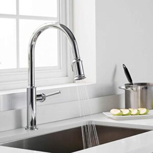 KRAUS Sellette Single Handle Spot Free Stainless Steel Pull-Down Kitchen Faucet with Deck Plate, KPF-1680SFS