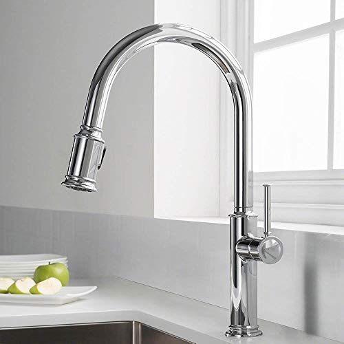 KRAUS Sellette Single Handle Spot Free Stainless Steel Pull-Down Kitchen Faucet with Deck Plate, KPF-1680SFS