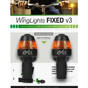 CYCL Wing Lights Fixed V3 - Turning Signals for Bicycle Turn Signals for E-Scooters 11.8x8x3.2cm