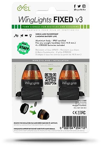 CYCL Wing Lights Fixed V3 - Turning Signals for Bicycle Turn Signals for E-Scooters 11.8x8x3.2cm