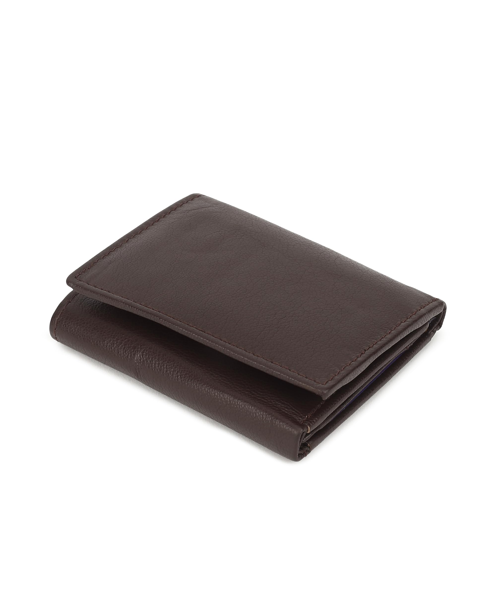 Leatherboss Genuine Leather Boys Slim Compact Flap Id and Coin Pocket Trifold Wallet for men women, Dark Brown