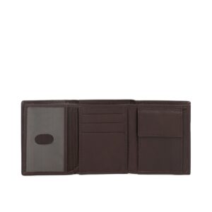 Leatherboss Genuine Leather Boys Slim Compact Flap Id and Coin Pocket Trifold Wallet for men women, Dark Brown