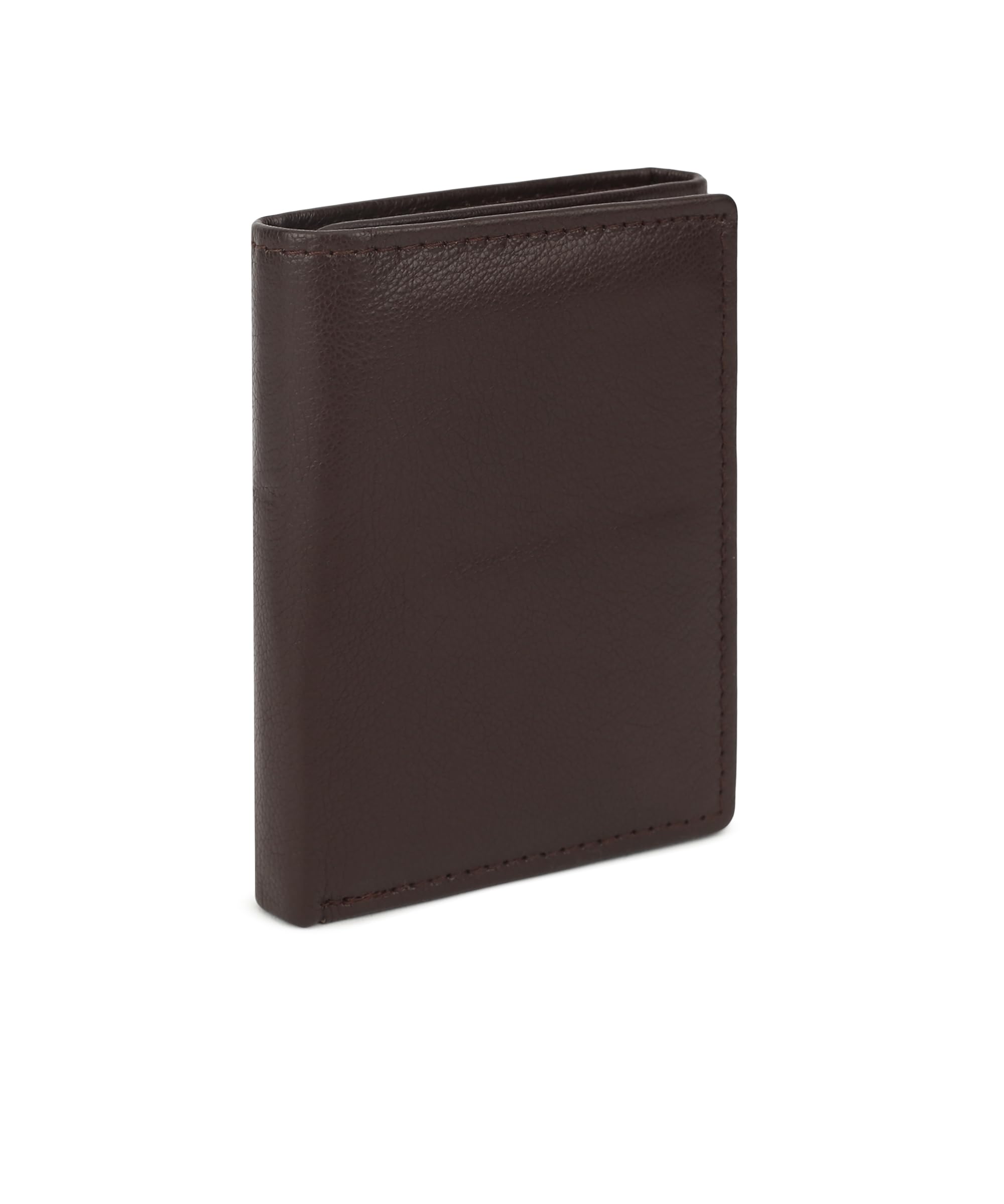 Leatherboss Genuine Leather Boys Slim Compact Flap Id and Coin Pocket Trifold Wallet for men women, Dark Brown